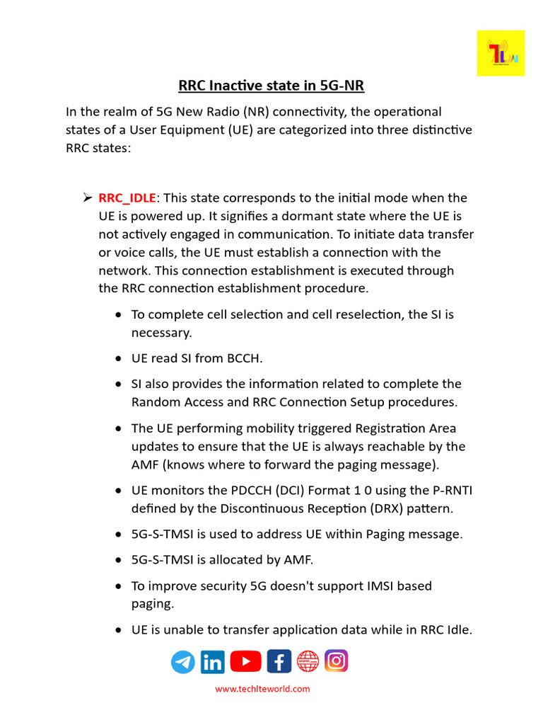RRC Inactive State in 5G-NR | PDF