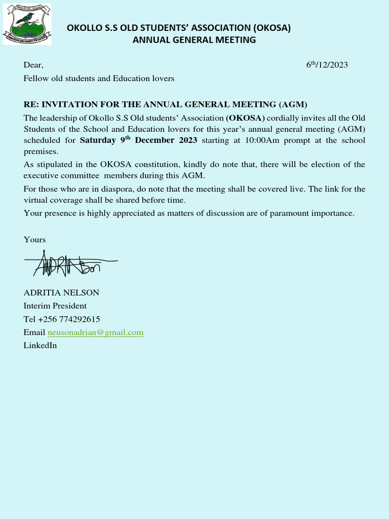 Agm Invitation | PDF