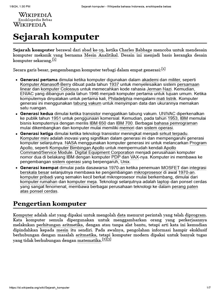 Sejarah Komputer | PDF
