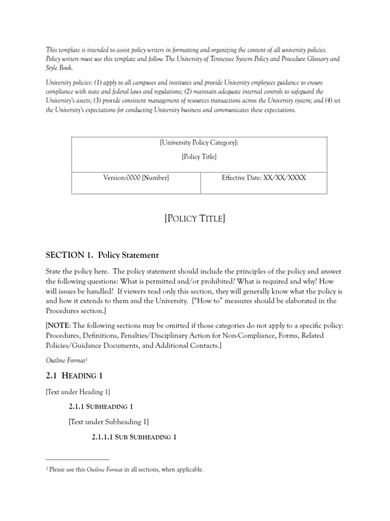 Policy Template | PDF | Regulatory Compliance | Government