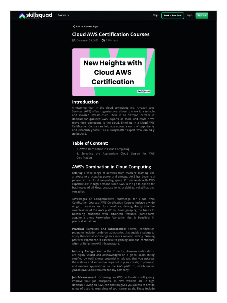 Best Cloud AWS Certification Course | PDF | Business