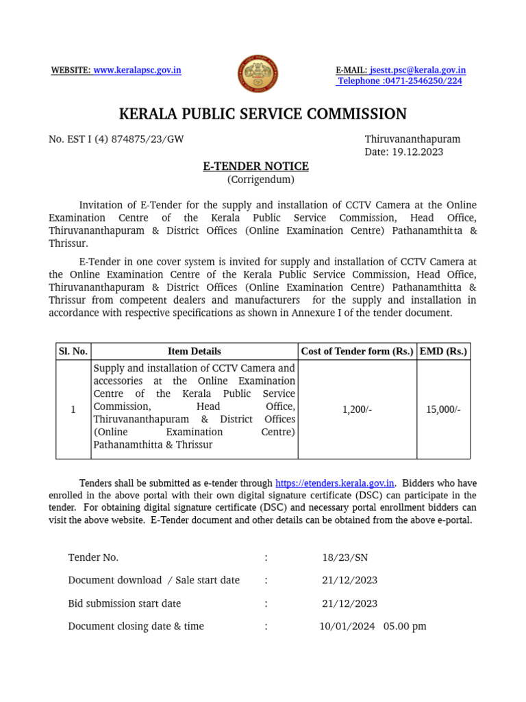 e Tender CCTV 19 12 23 | PDF | Private Law | Government