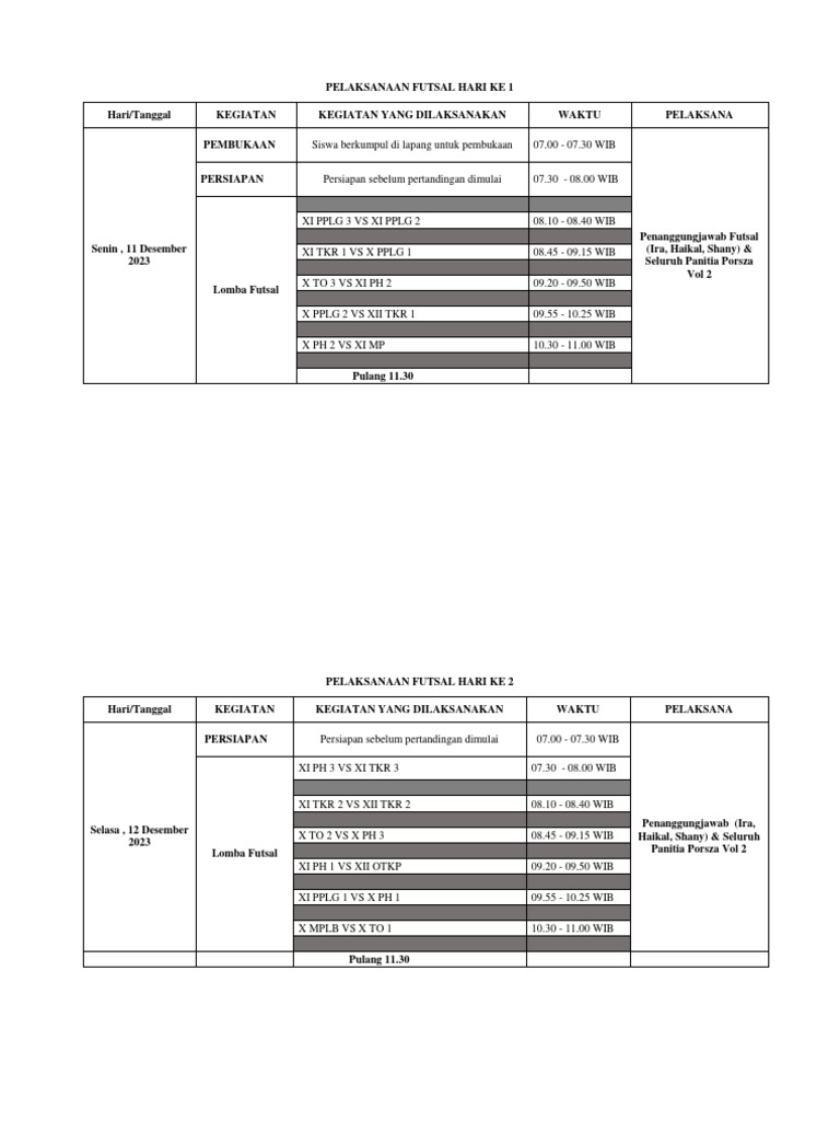 Rundown Acara Porsza Vol 2 (2023) - SMKN 1 CSR | PDF