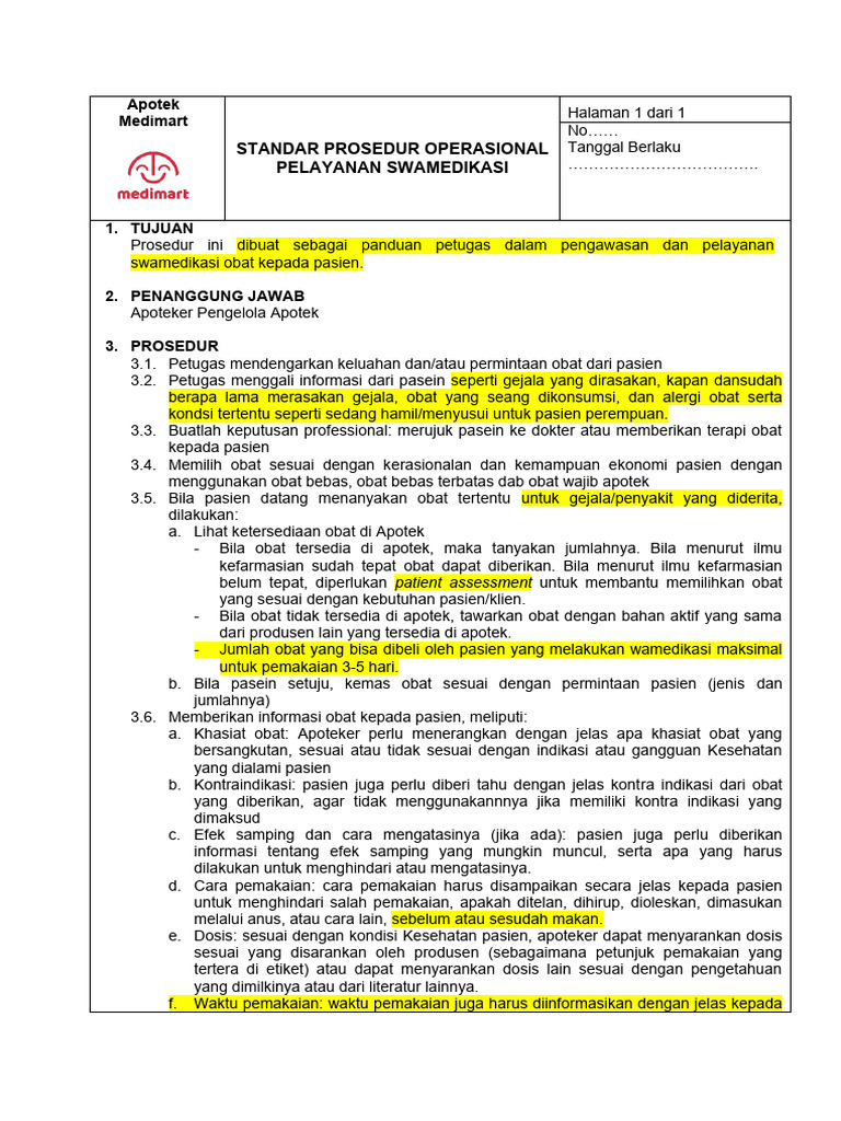 Sop Swamedikasi | PDF | Self-Improvement