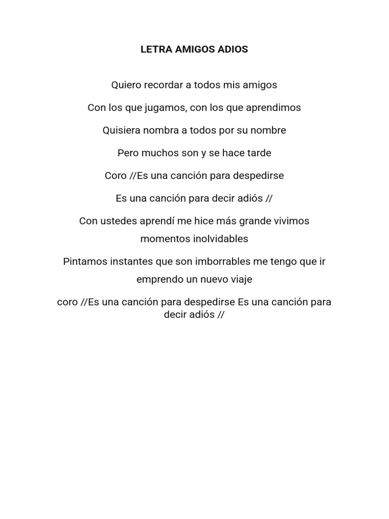 Letra Amigos Adios | PDF | Arte | Poesía