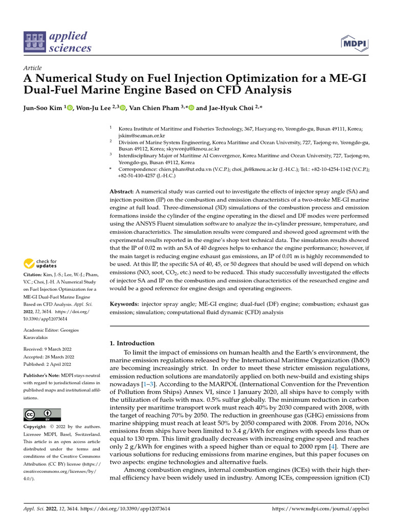 2022 - A Numerical Study On Fuel Injection Optimization For A ME-GI ...