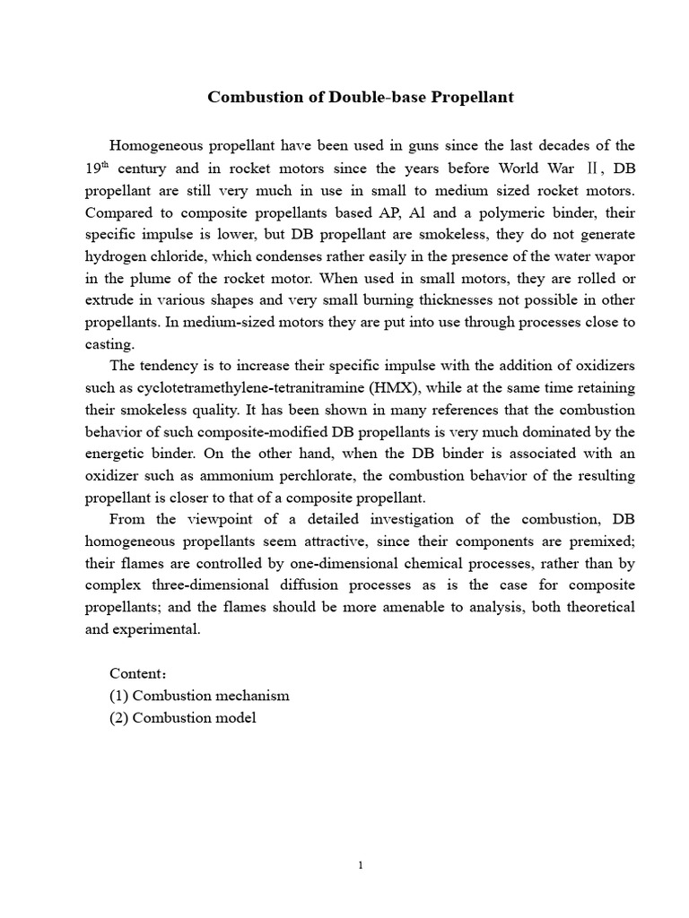 Combustion Zones of Double-base Propellant | PDF