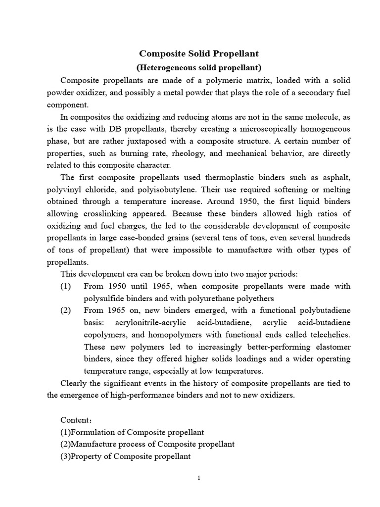 4 Composite Solid Propellant | PDF | Rocket Propellant | Polymers