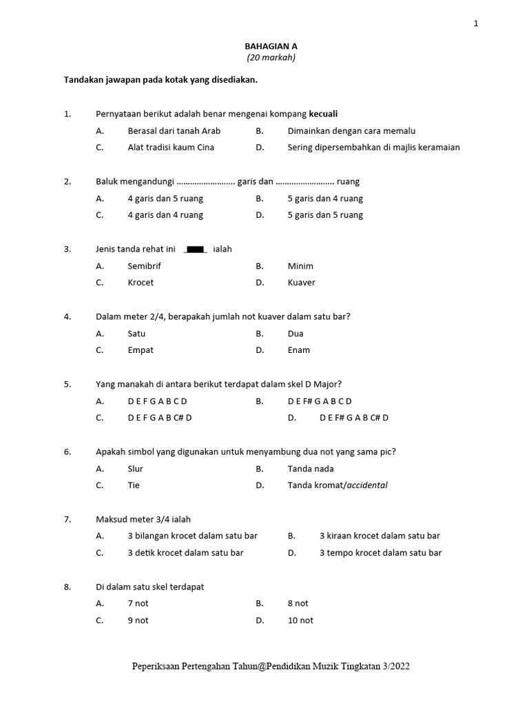 Soalan PPT Muzik Tingkatan 3 | PDF