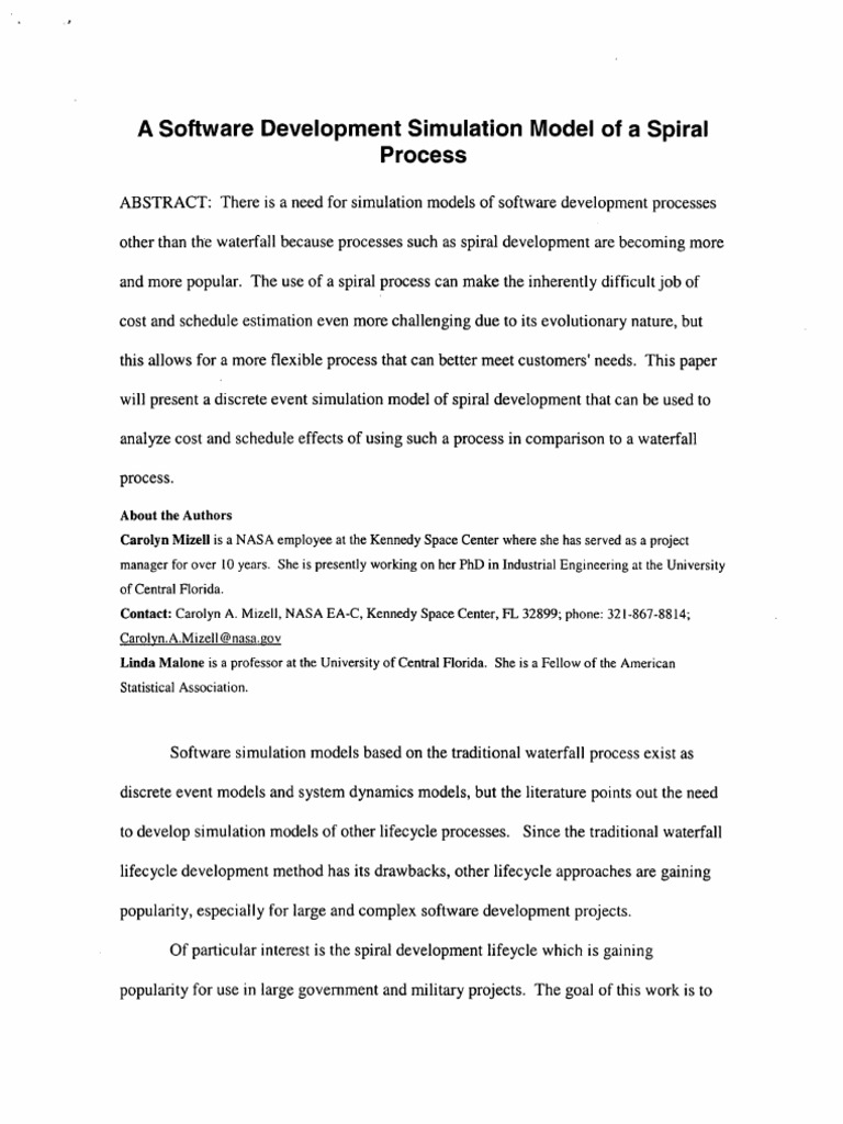 A Software Development Simulation Model of A Spiral Process | PDF