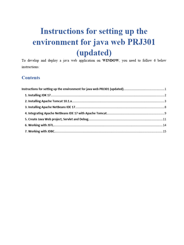 Java Web App Setup Guide for Windows | PDF | Applications & Software ...