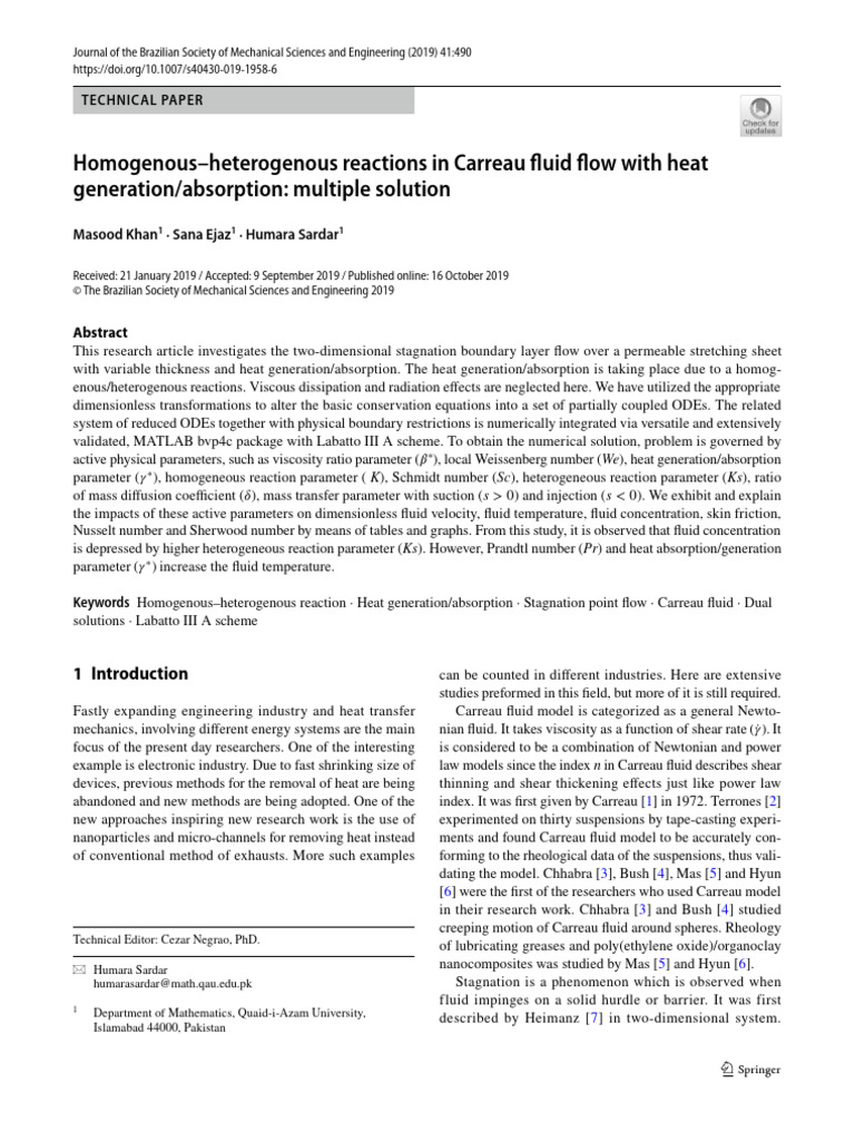 Homogenous Heterogenous Reactions in Car | PDF