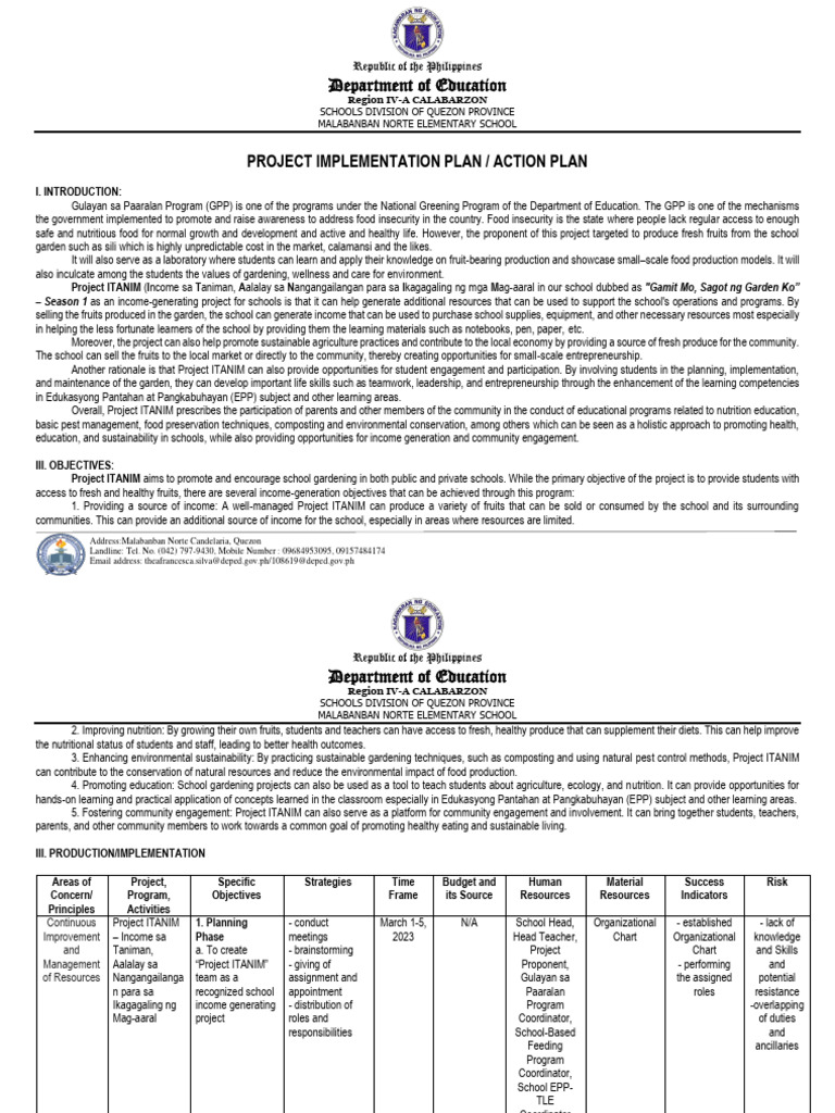 Project ITANIM Implementation Plan Revision | PDF | Sustainability ...