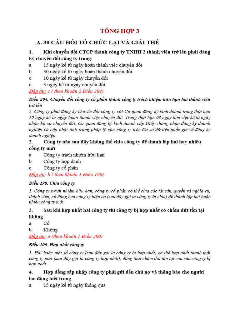 Đáp án LDN chi tiết | PDF