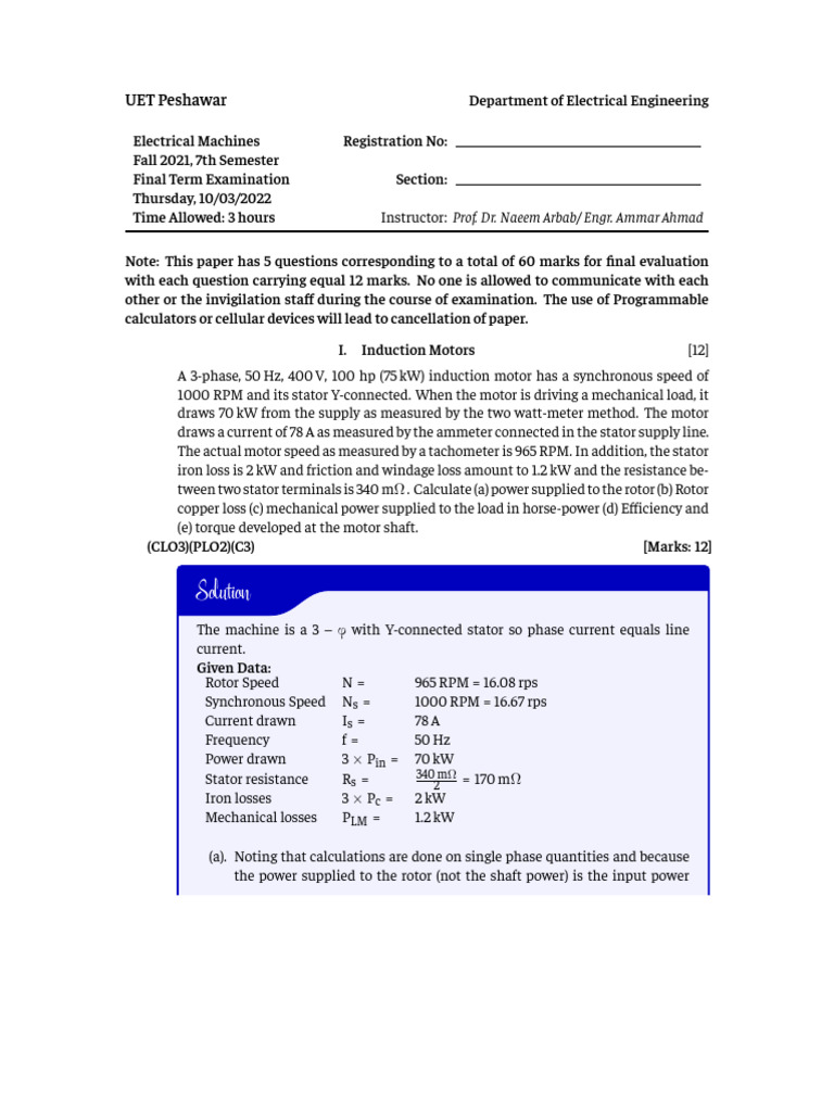 Electric Machine | PDF