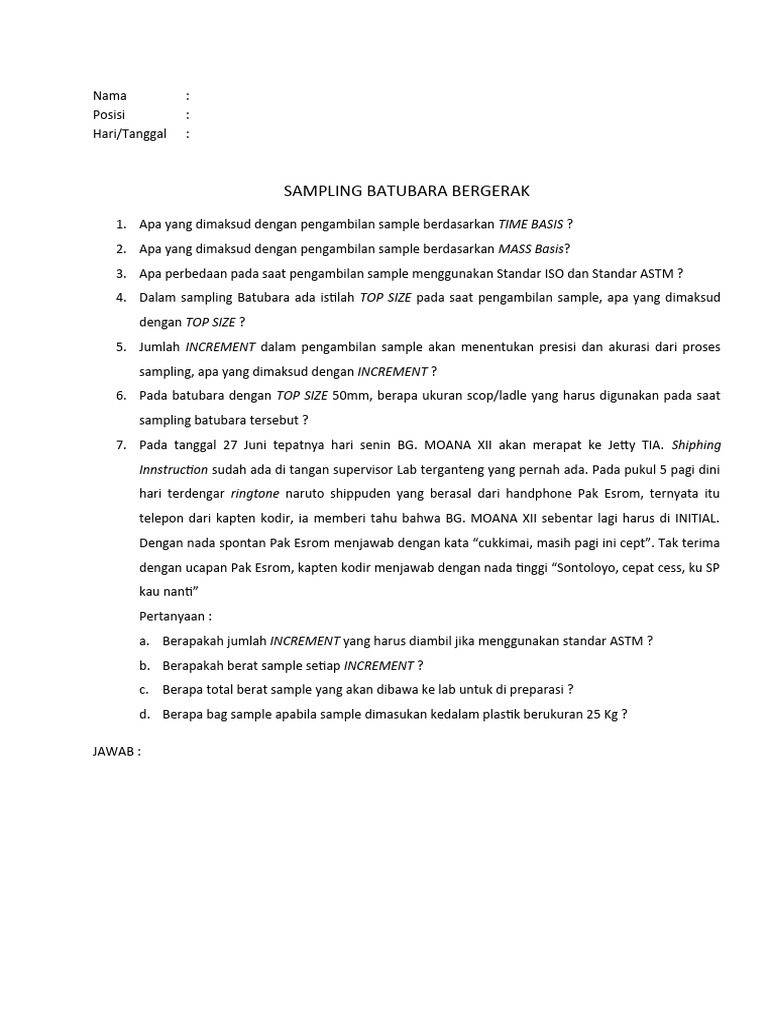 Soal Sampling Loading | PDF