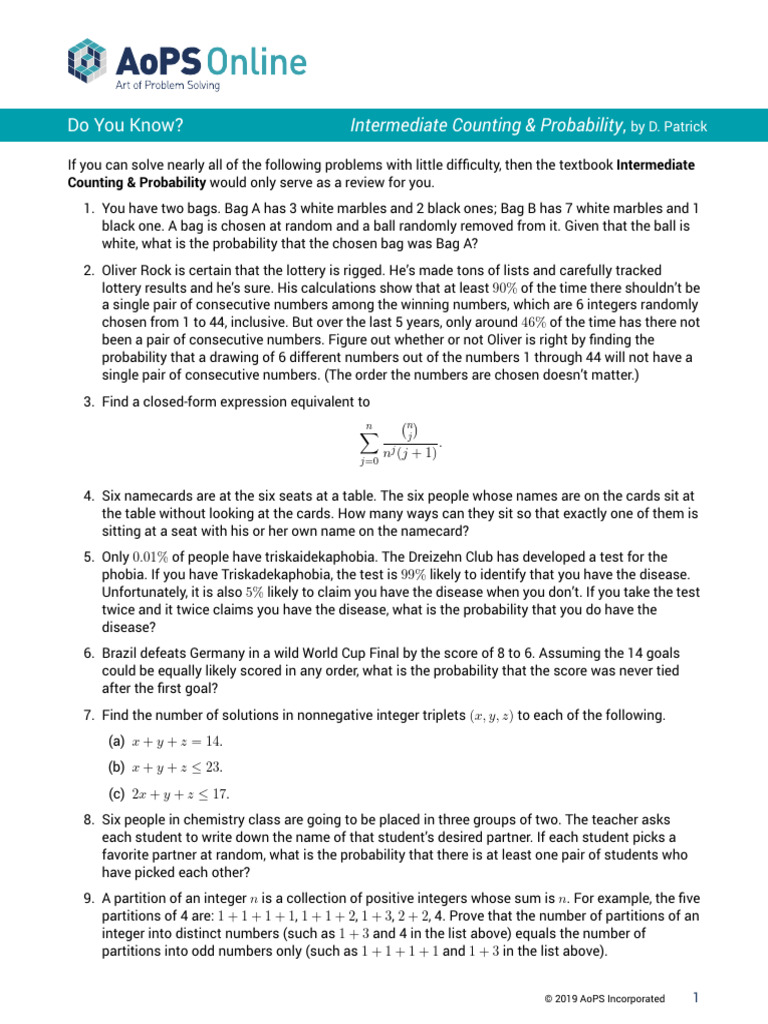 Intermediate Probability | PDF