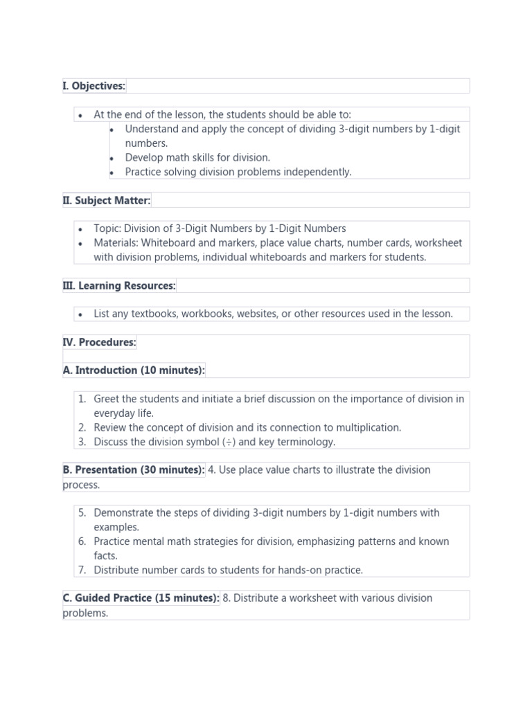 Lesson Plan in Mathematics Grade 3 Week 8 Second Quarter | PDF