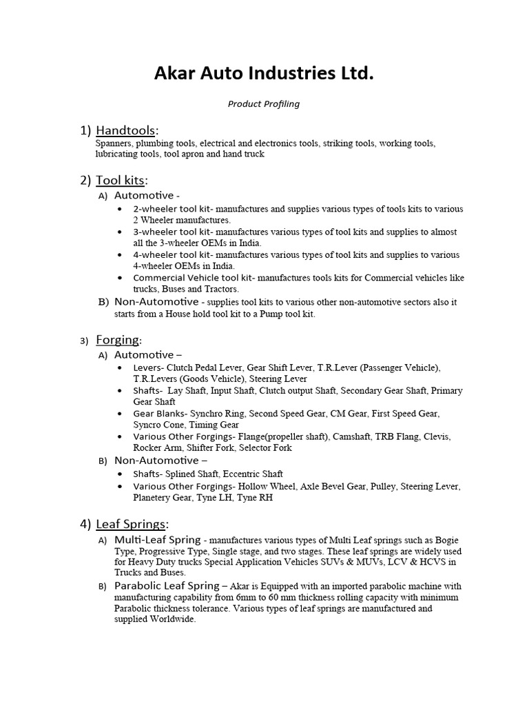Akar Auto Industries LTD | PDF