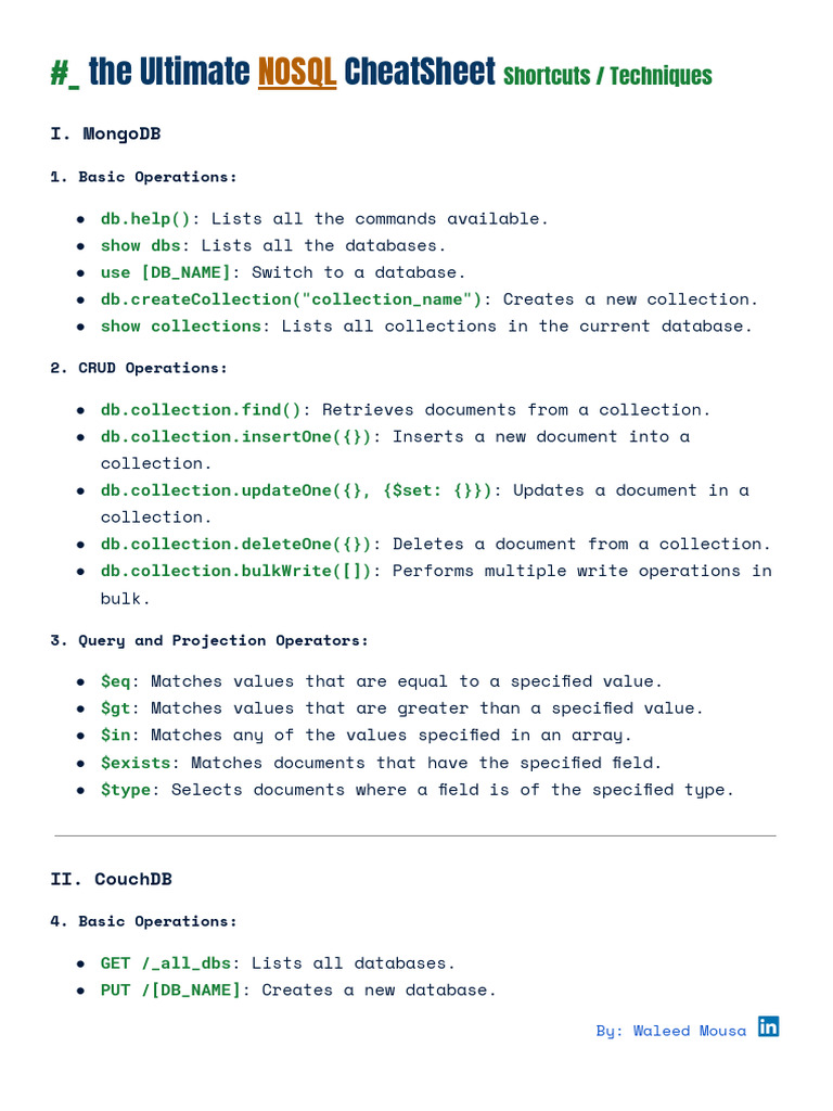The NOSQL CheatSheet | PDF | Computers
