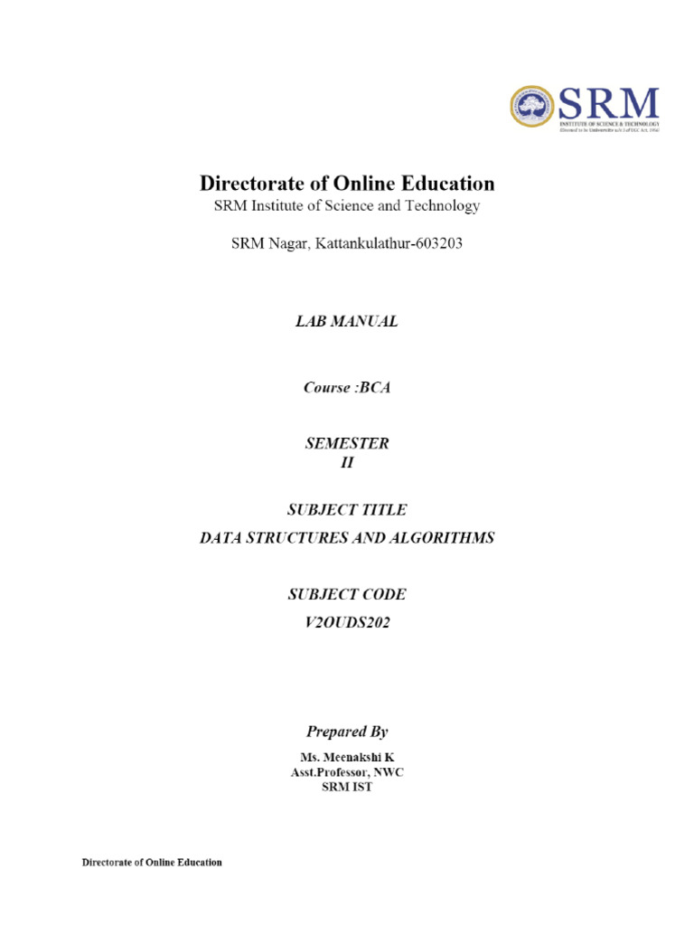 Data Structures Lab Manual | PDF