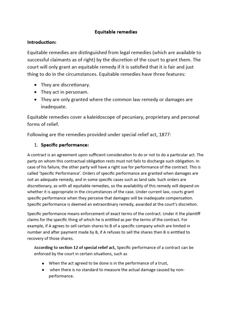 Equitable Remedies | PDF