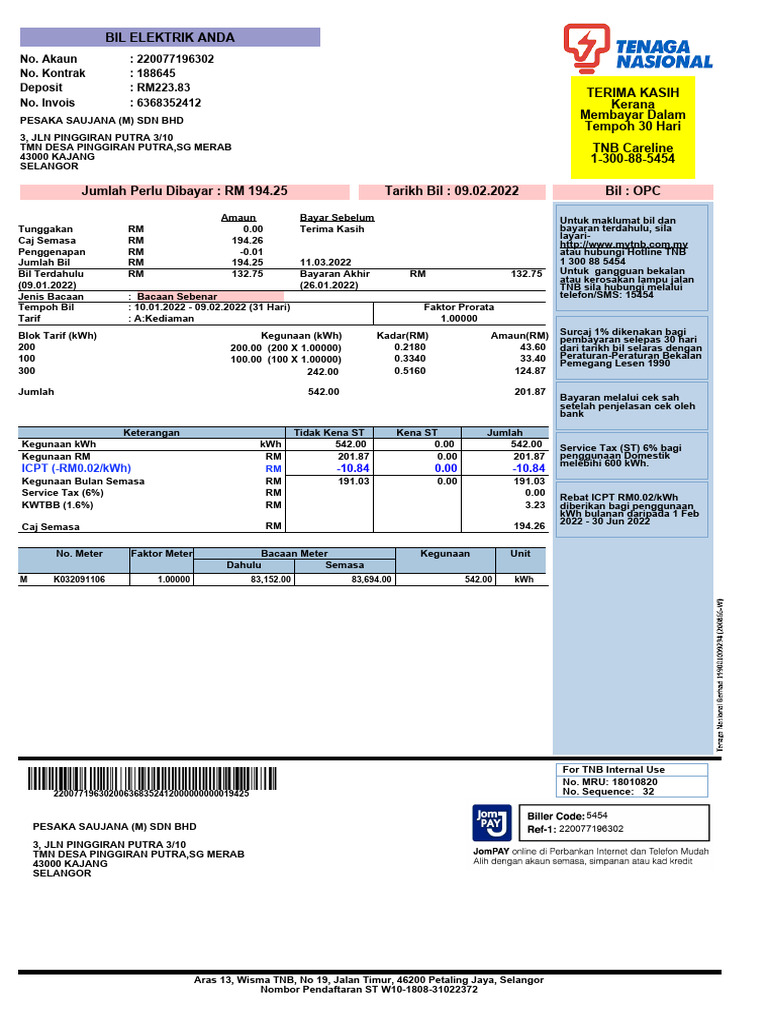 Bil TNB | PDF