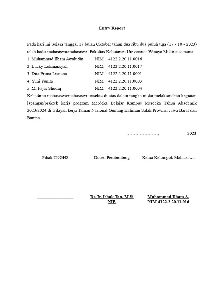 Entry Exit Report TNGHS 2024 | PDF