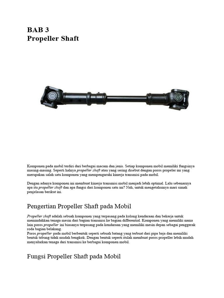 Bab 3 Propeller Shaft | PDF