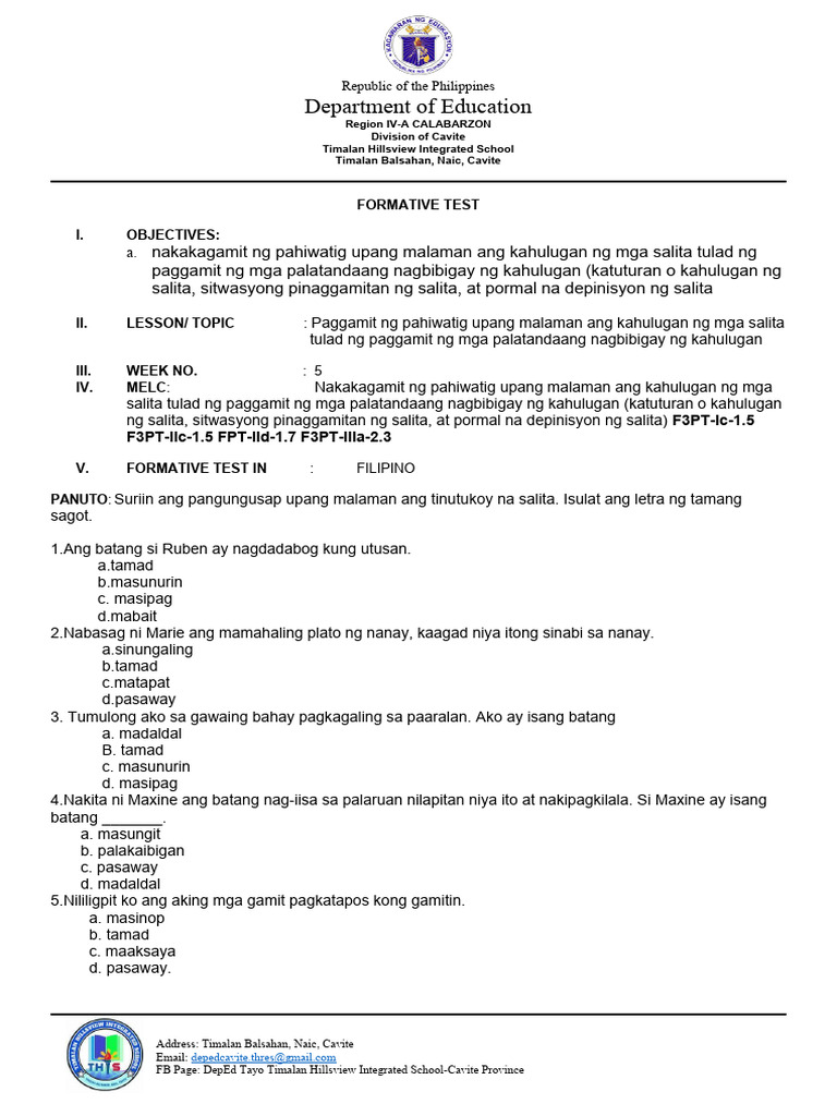 Q2 W5 Filipino | PDF