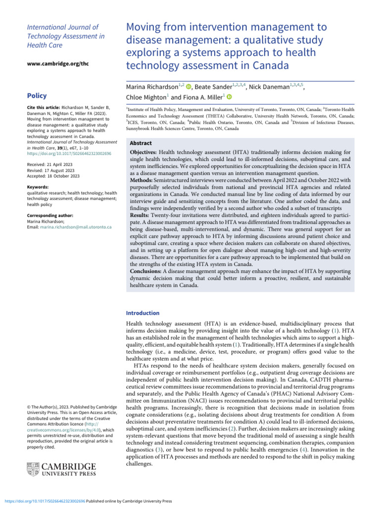 Moving From Intervention Management To Disease Management A Qualitative ...