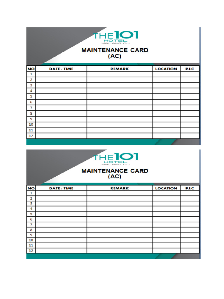 Maintenance Card | PDF