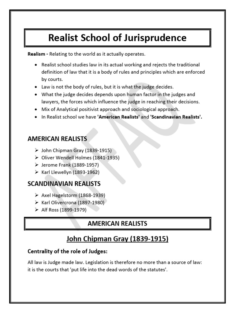 Realist School of Jurisprudence | PDF