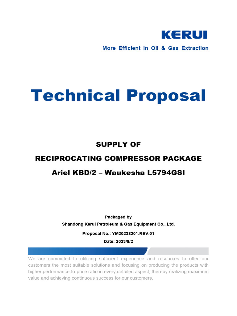 Technical Proposal For AG COMPRESSOR PACKAGE Rev1 | PDF | Valve | Natural Gas