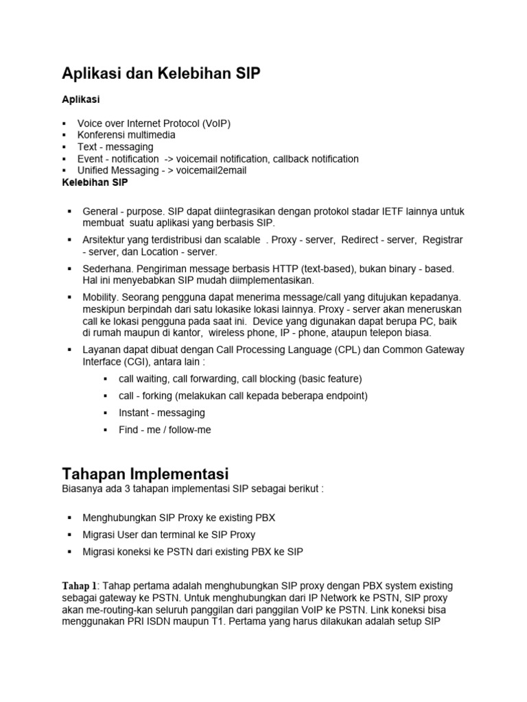 Aplikasi Dan Kelebihan SIP | PDF