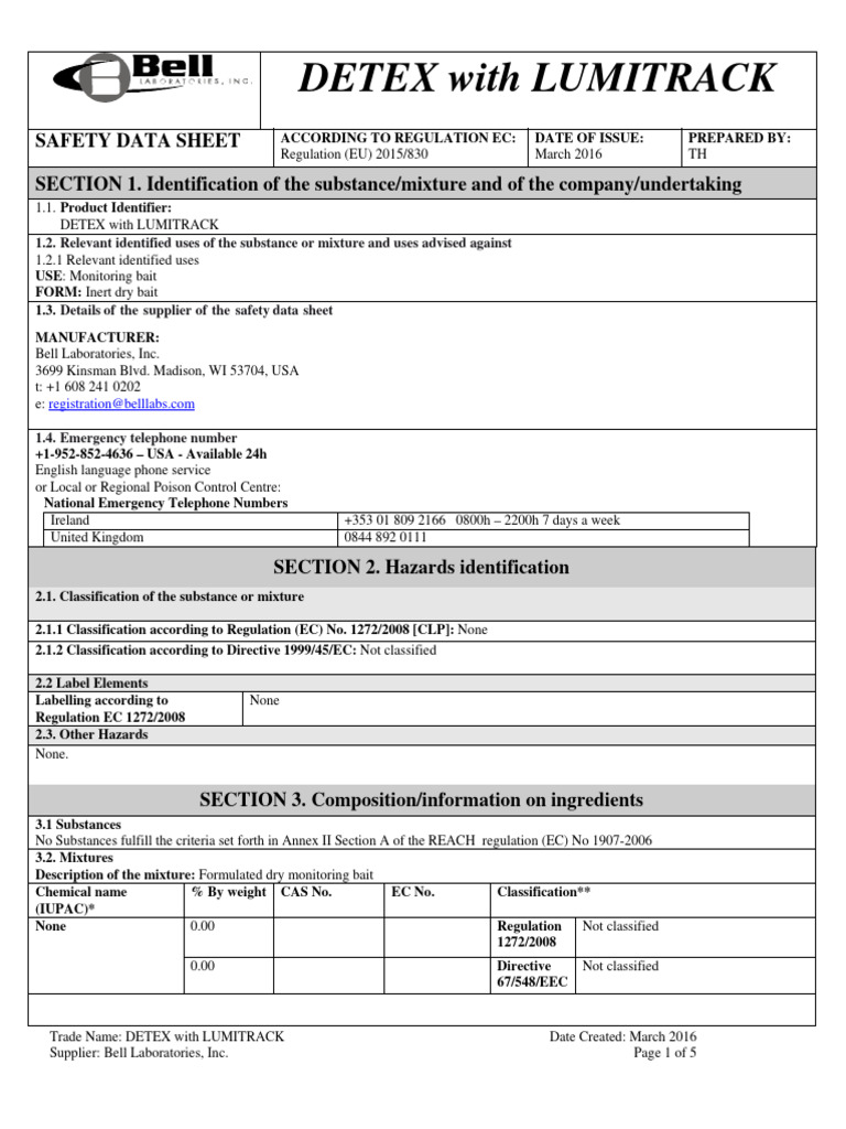 Detex. | PDF | Toxicity | Safety