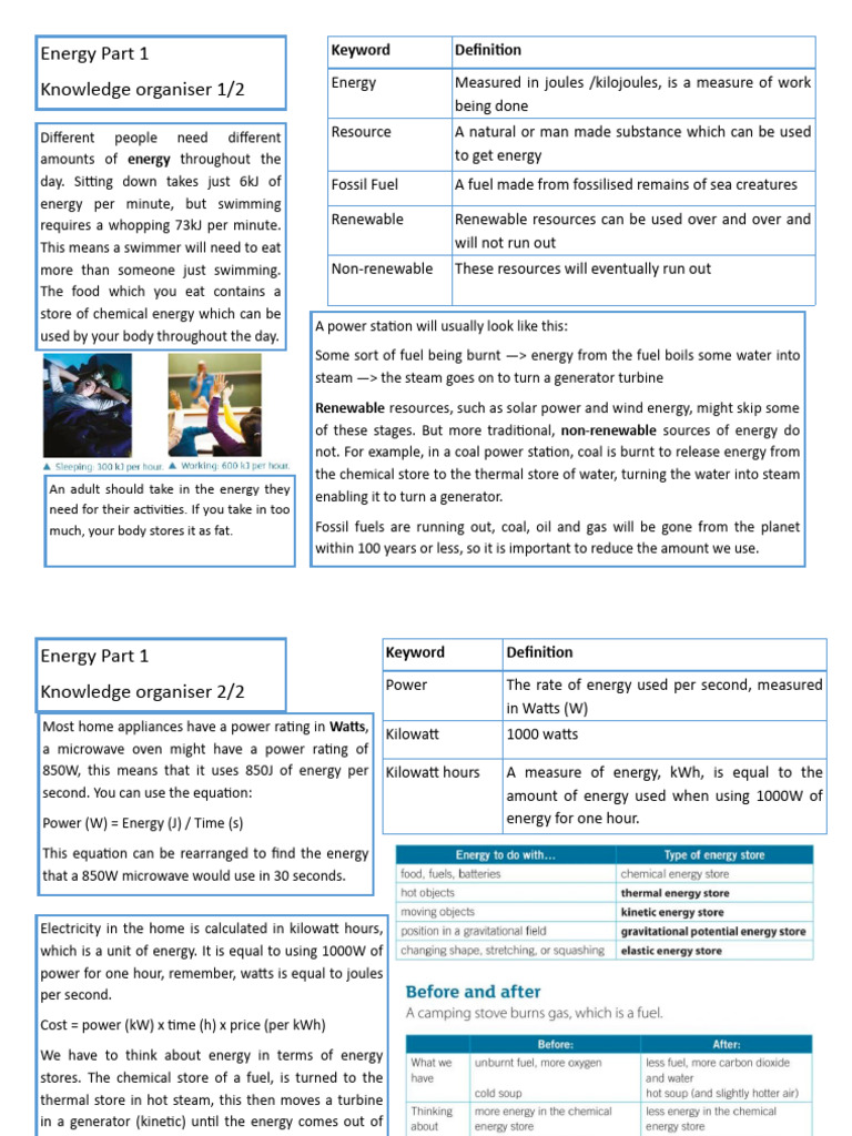 Energy Part1 Yr7 | PDF