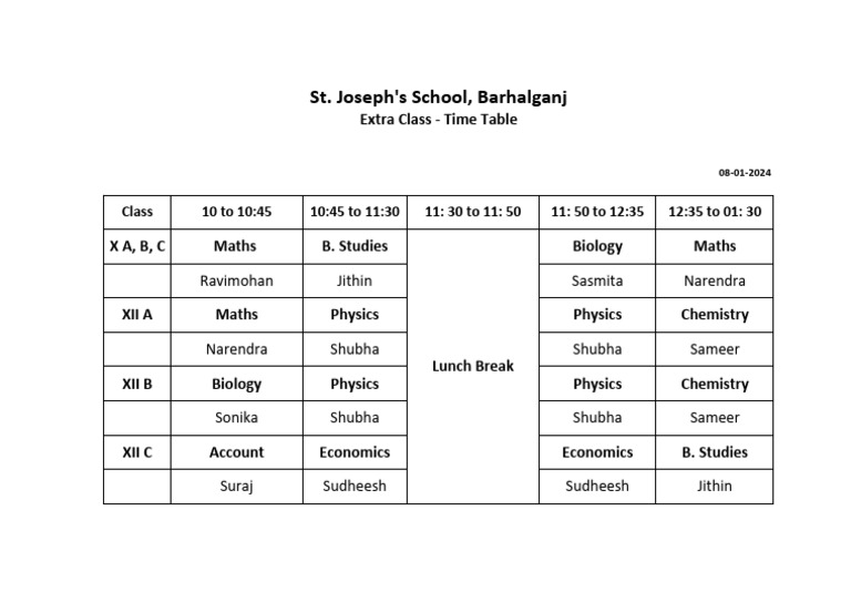 Time Table 8 | PDF