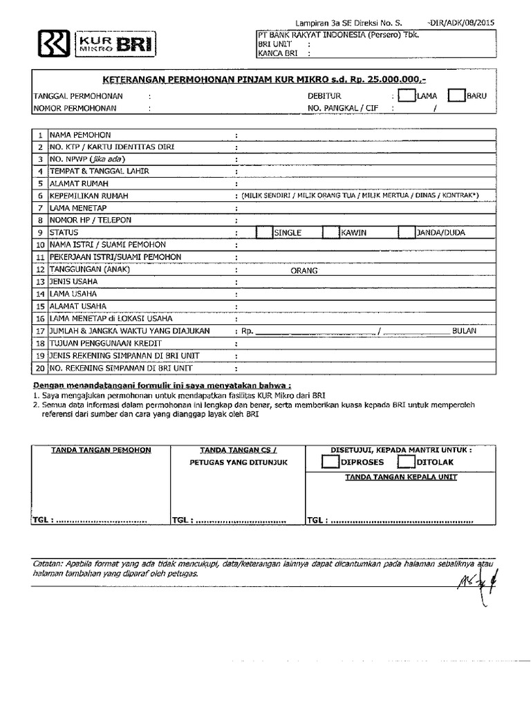 Lamp 3 (Formulir KUR Mikro & LKN) | PDF