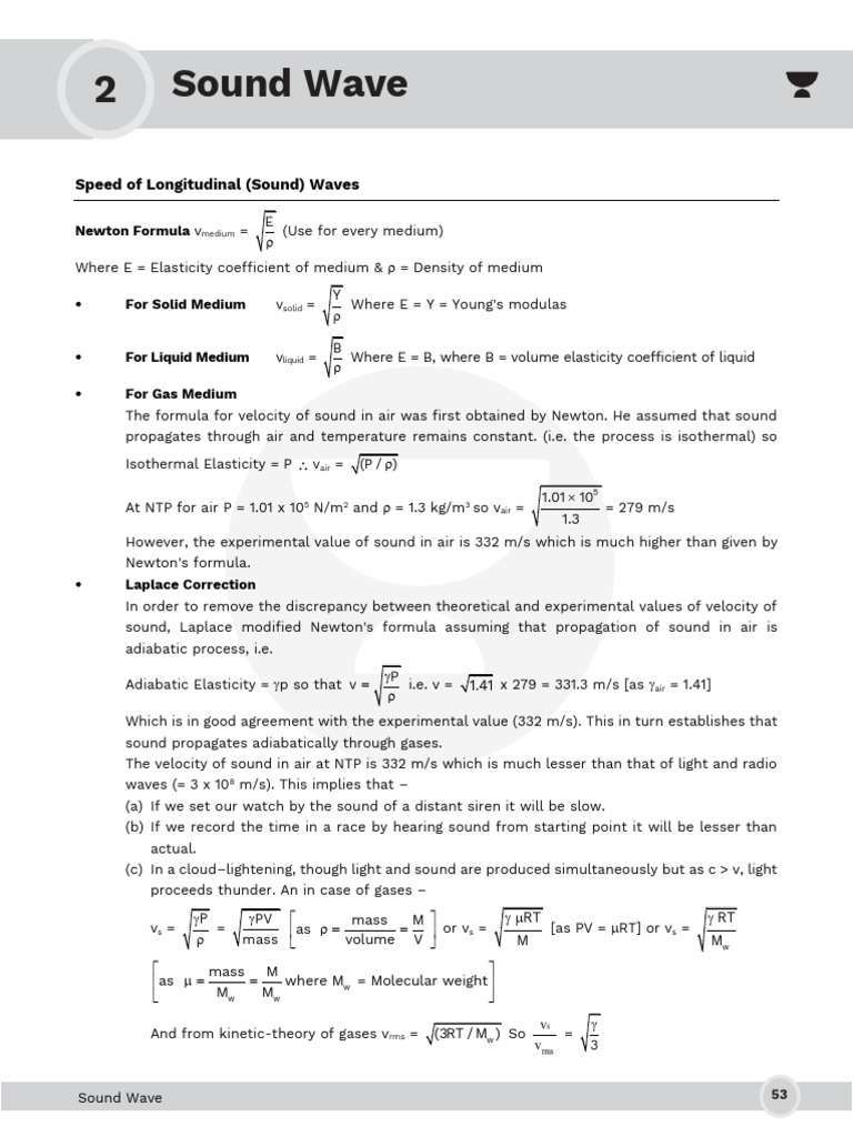 Newton's Sound Velocity Formula and Corrections | PDF | Sound | Waves