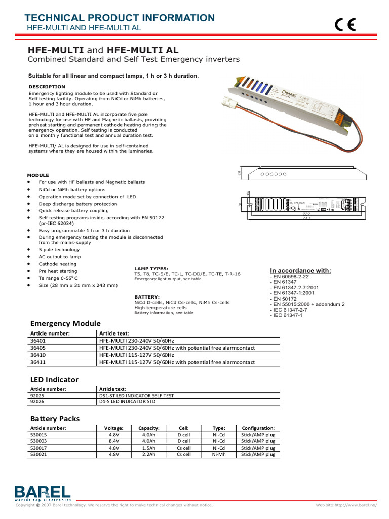 Datablad HFE MULTI HFE MULTI Al - 5 | PDF | Galvanic Cells | Battery (Electricity)