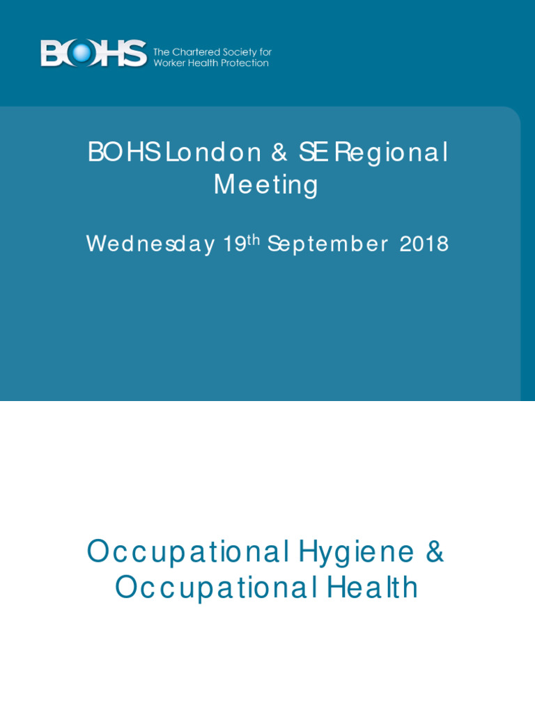John Dobbie - London SE Regional Meeting September 2018 Occupational ...