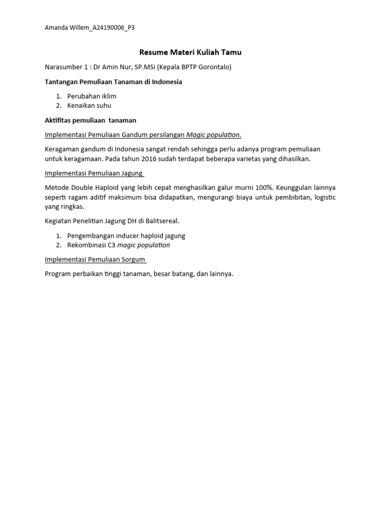 Resume Materi Kuliah Tamu | PDF