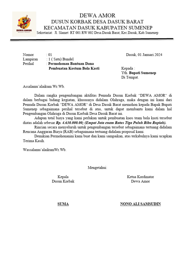 Proposal Pengadaan Kostum Dewa Amor | PDF