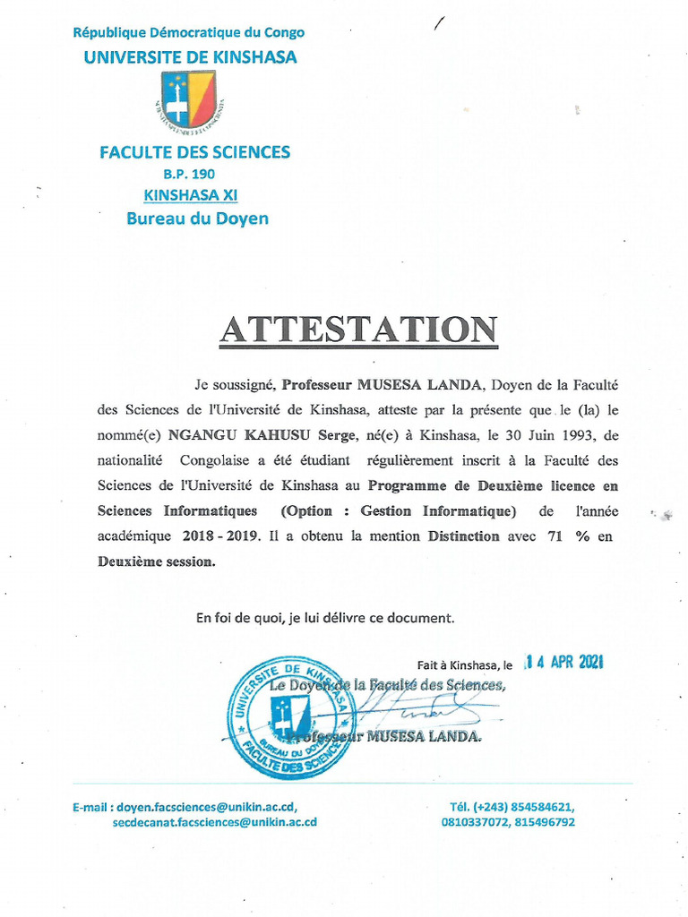 Attestation de Reussite | PDF