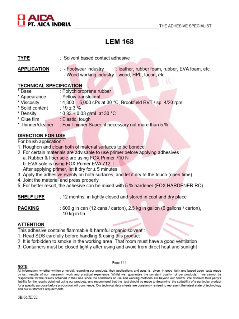 TDS-Lem 168 -v6 | PDF