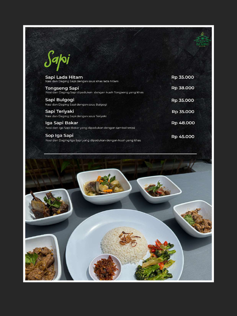 Menu Pondok Bambu | PDF