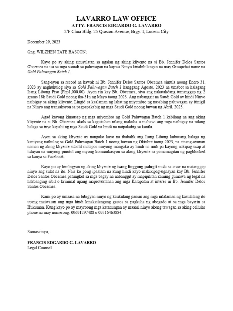 Demand Letter - Jennifer | PDF