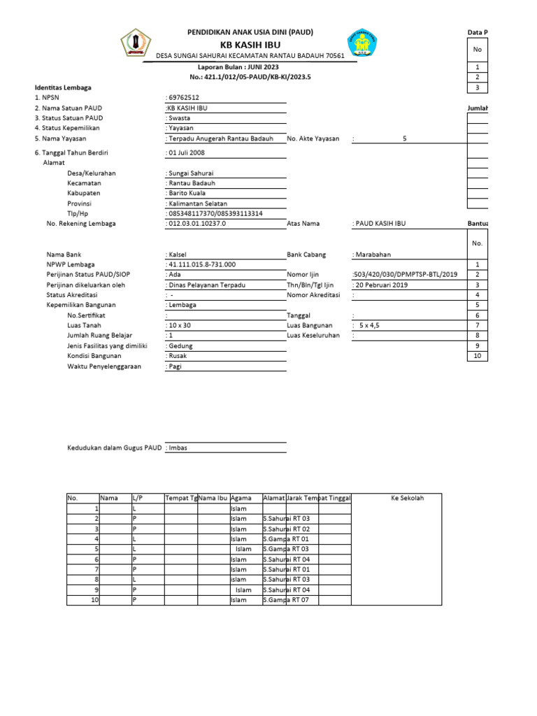 Laporan Bul. KB 2023 | PDF