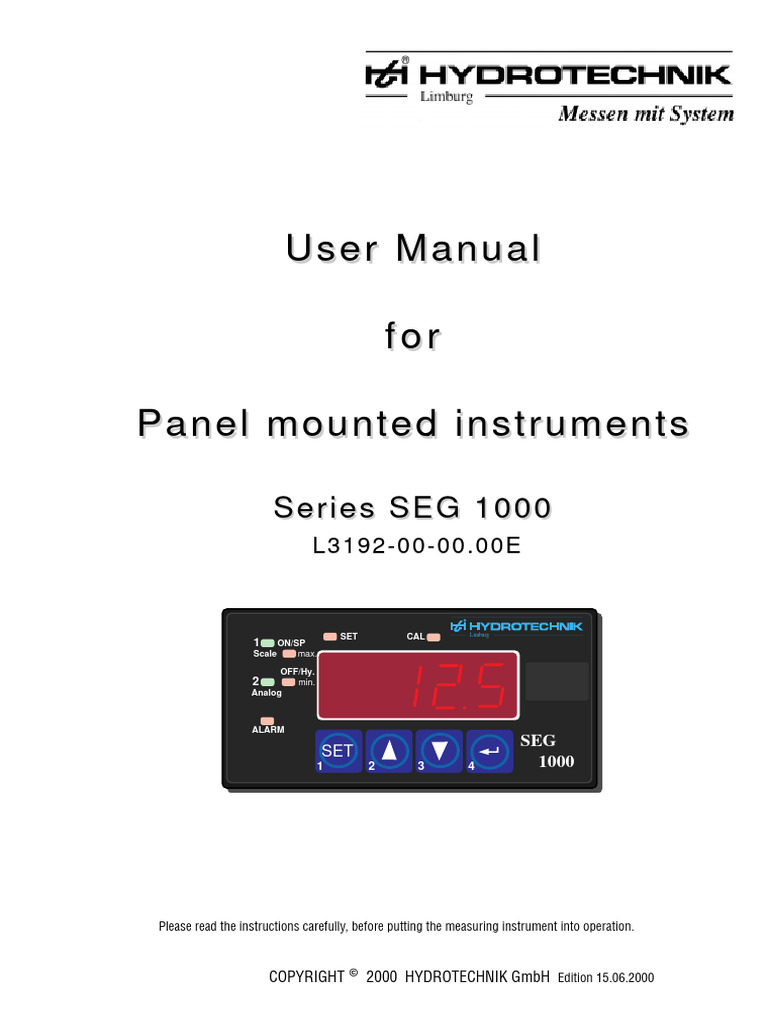 Messtechnik SEG 1000 BAL ENG | PDF | Electrical Connector | Power Supply